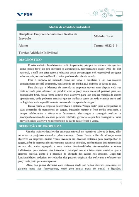 Atividade Individual De Empreendedorismo E Gestão Da Inovação Provas
