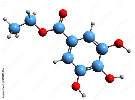 3d Image Of Ethyl Gallate Skeletal Formula Molecular Chemical Structure Of Food Additive