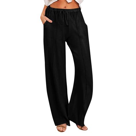 Diufon Knit Womens Lounge Pants Solid Color Wide Leg Pants Elastic