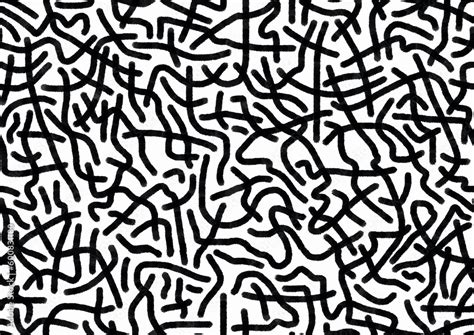 Abstract Hand Drawn Drawing With Black Sloppy Strokes Of Lines On A