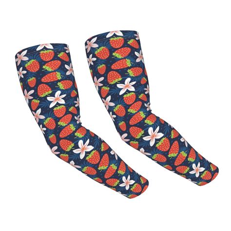 Cooling Arm Sleeves For Men Women Uv Protection Strawberry Flower A