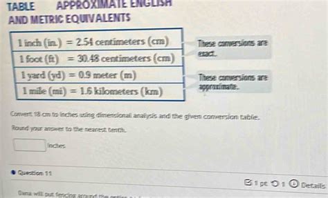 Solved Table Approximate English And Metric Equivalents Ese