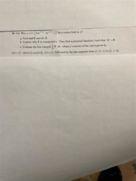 Let F X Y Z Xe Y Ex Be A Vector Field Chegg