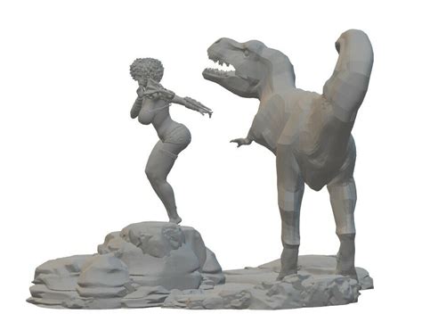 Naked Wild Dino Girl Diorama Stl File For Cults