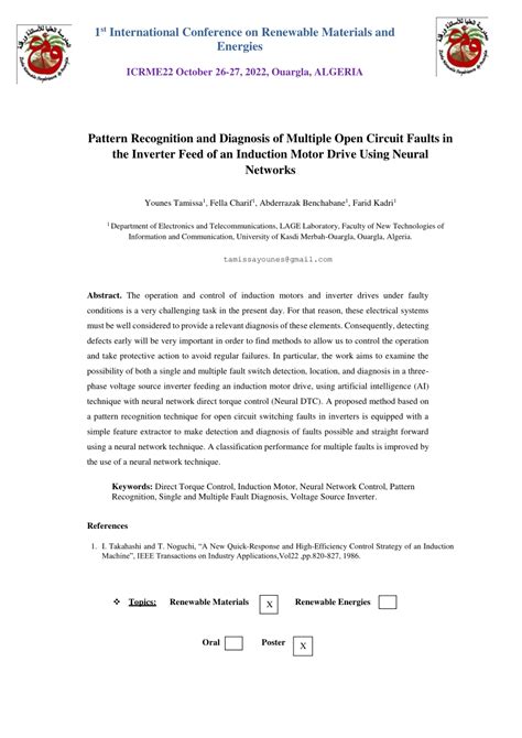 Pdf Pattern Recognition And Diagnosis Of Multiple Open Circuit Faults