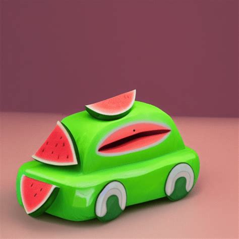 Watermelon Car with Honeydew Melon on Top · Creative Fabrica