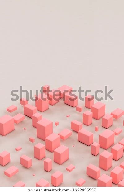 Three Dimensional Render Pink Cuboids Floating Stock Illustration