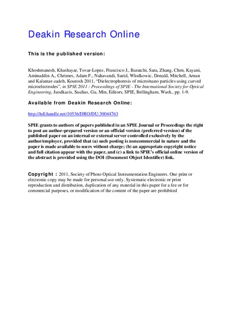 Pdf Curved Microelectrodes For Dielectrophoresis Of Nano Particles