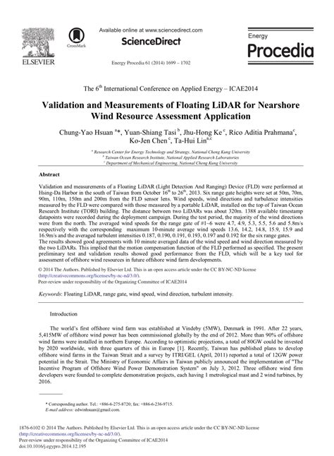 Pdf Validation And Measurements Of Floating Lidar For Nearshore Wind Resource Assessment