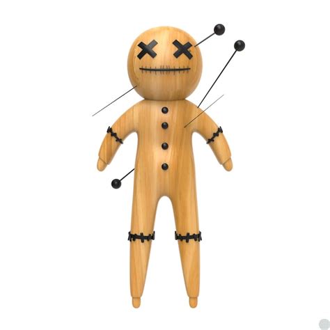 Premium Psd Black Magic Voodoo Doll With Pins 3d Render Illustration