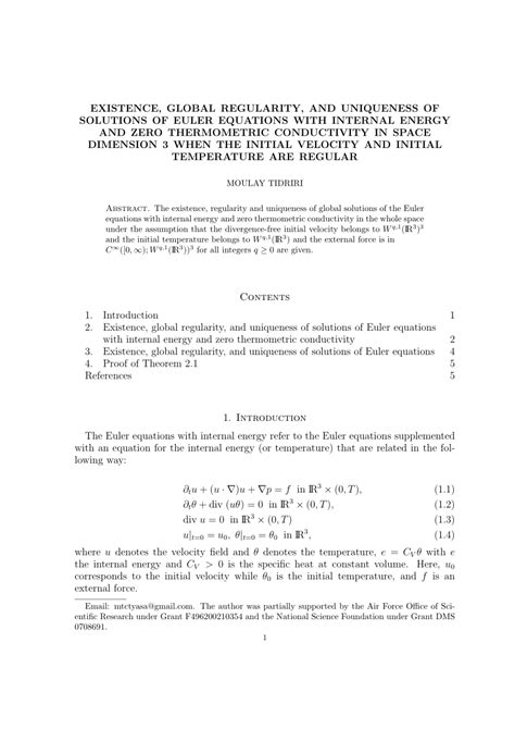 Pdf Existence Global Regularity And Uniqueness Of Solutions Of