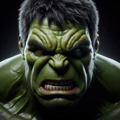 Premium Photo Portrait Of Hulk Isolated On Black Background