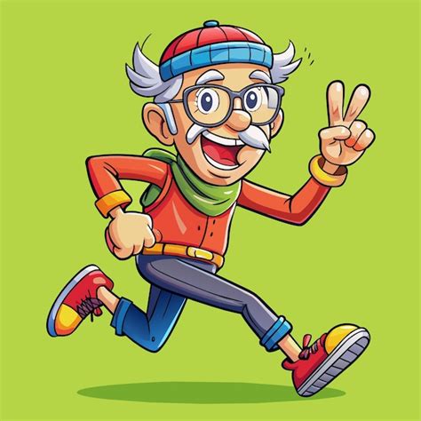 Premium Vector A Cartoon Drawing Of A Man With Glasses And A Hat On