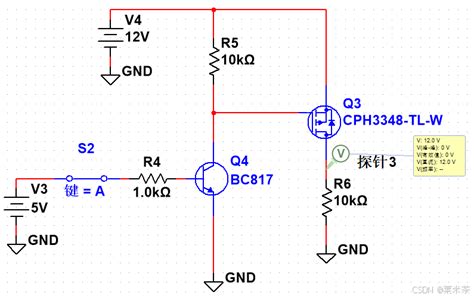 Multisim仿真搭建三极管开关电路，低电平（5v）控制高电平（12v）输出5v控制12v通断 Csdn博客