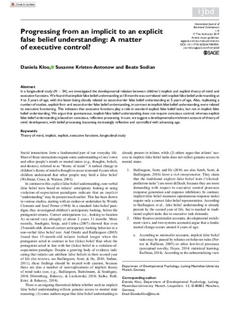 Pdf Progressing From An Implicit To An Explicit False Belief
