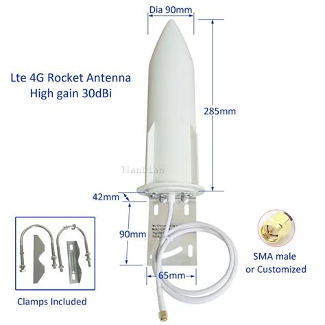 High Gain 30dbi Waterproof Omni Directional 4g Lte Antenna Sma Male