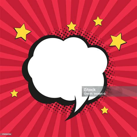 A Retro Comic Speech Bubble On Halftone Red Sun Shine Background Design Spacing Bubble For ...