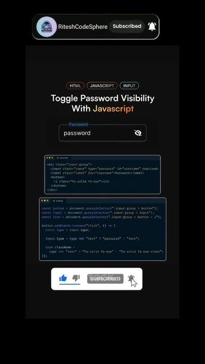 How To Create Password Visibility Using Javascript Html And Css3