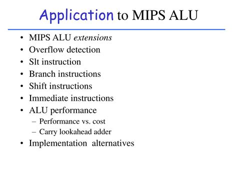 Ppt The Arithmetic Logic Unit Alu And Mips Alu Support 20 September