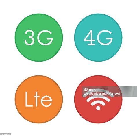 移動互聯網豐富多彩的圖示3g4g精簡無線網路符號電信標誌向量圖形及更多4號圖片 4號 商標 星球 Istock