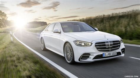 2021 Mercedes Benz S Class Color Diamond White Front Three Quarter