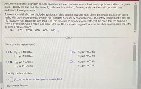 Solved Assume That A Simple Random Sample Has Been Selected Chegg