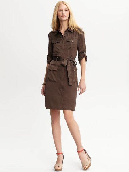 Banana Republic Heritage Safari Shirt Dress In Brown Barn Brown
