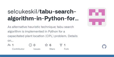 Tabu Search Algorithm In Python For Capacitated Plant Location Problemtabu Search Algorithmpy