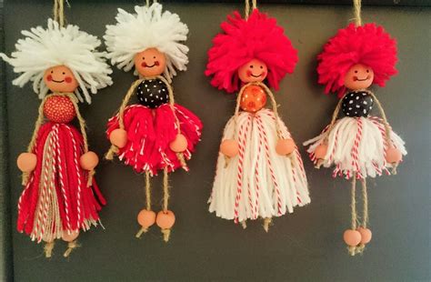 Мартеници куклички от вълнени конци с глинени мъниста Doll Crafts