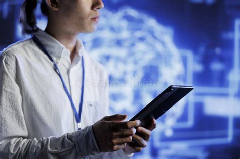 It Admin Does AI Systems Checkup Stock Image Image Of Simulating