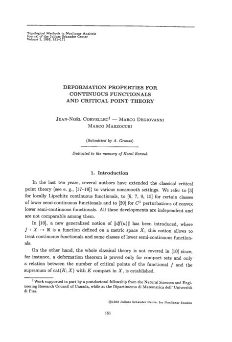 Pdf Deformation Properties For Continuous Functionals And Critical