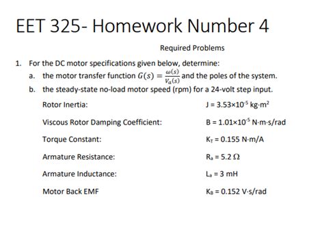 Solved Eet 325 Homework Number 4 Required Problems 1 For