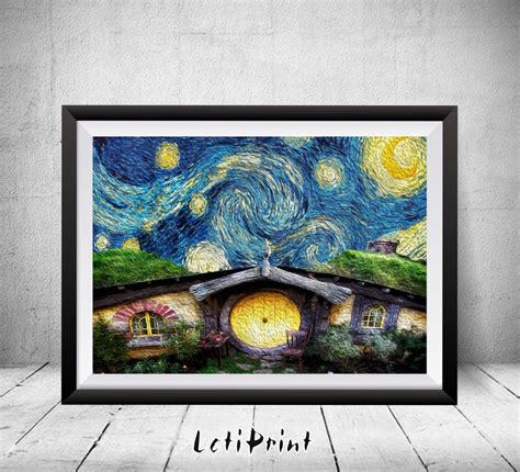 Hobbit Starry Night Print Hobbit Wall Art Decor Lord Of The