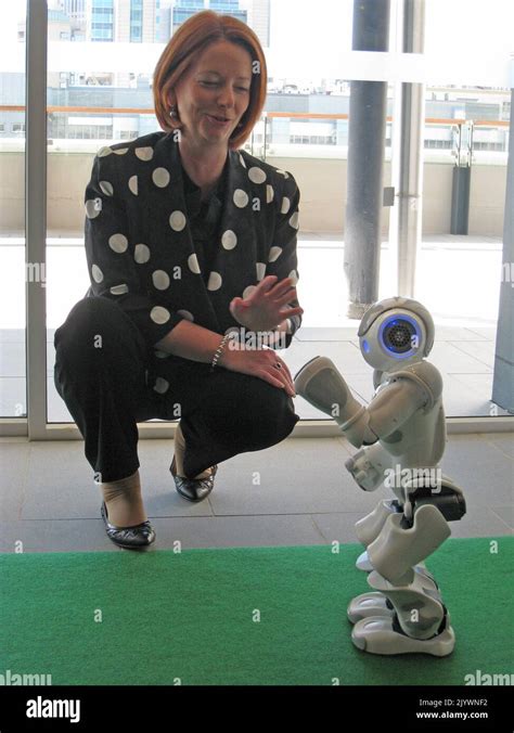 Deputy Prime Minister Julia Gillard Enjoys A Dancing Robot Performance At The Uts In Sydney Ms