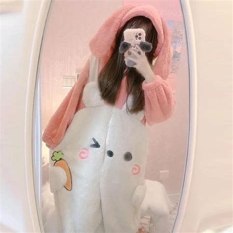 Bunny Onesie Adult Bunny Onesie Pajamas Kawaii Peach