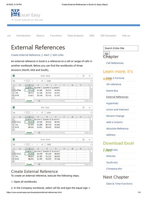 Create External References In Excel In Easy Steps Pdf Microsoft