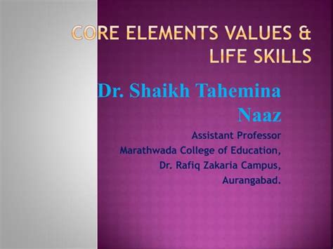 Core Elementsvalues And Life Skills Pptx