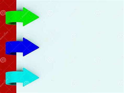 Three Multicolored Arrow Tabs Over Paper For Menu List 3d Render Stock