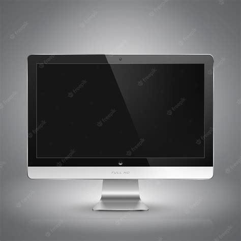 빈 화면이 있는 컴퓨터 모니터의 현실적인 벡터 그림 프리미엄 벡터