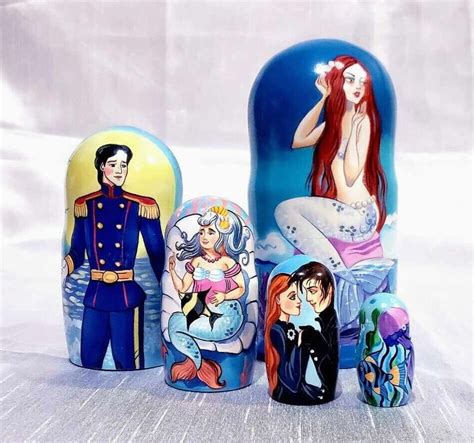 Mermaid Nesting Doll 5 Pcs 7 Inches Tall Nesting Doll Holiday Decor