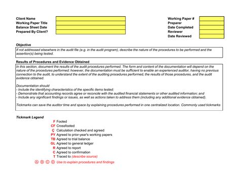 Sample Audit Working Papers Template Template Samples