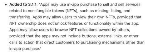 Apple Updated Their Ios App Guideline Yesterday They Allow Nft