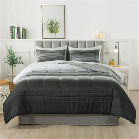 Mainstays Full Grey Ombre Bed In A Bag Bedding Set 8 Piece