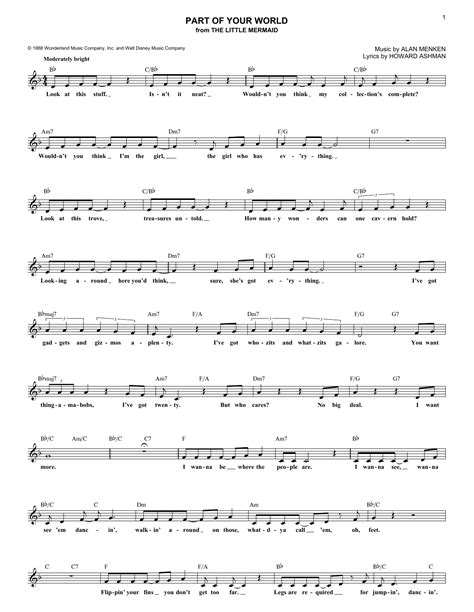 Part Of Your World Sheet Music Direct