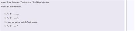 Solved A And B Are Finite Sets The Function Fa B Is A