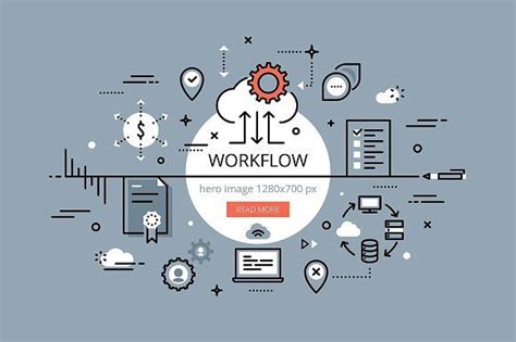 Workflow Flat Line Banner Set Infografik Grafik