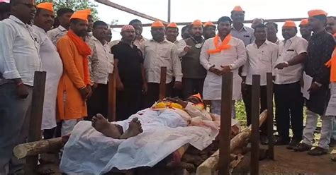 Samadhi Andolan In Solapur By Youth Lying On The Pyre Alive For Maratha