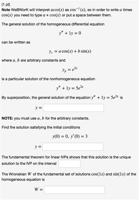 Solved 1 Pt The General Solution Of The Homogeneous Dif