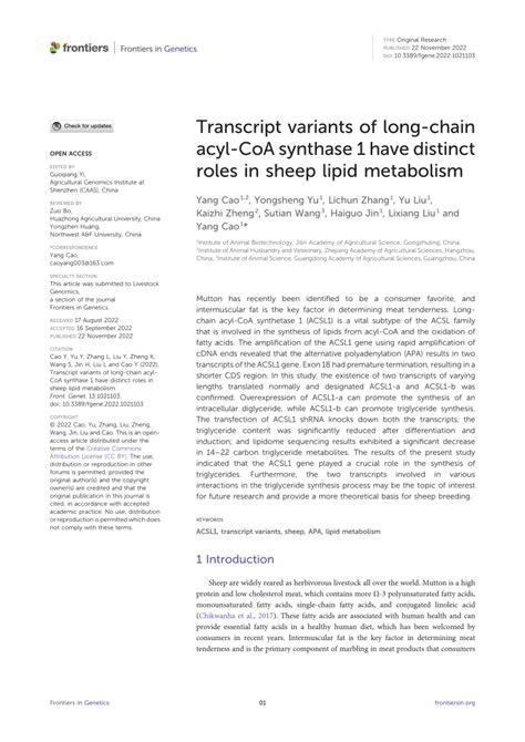 Pdf Transcript Variants Of Long Chain Acyl Coa Synthase 1 Have