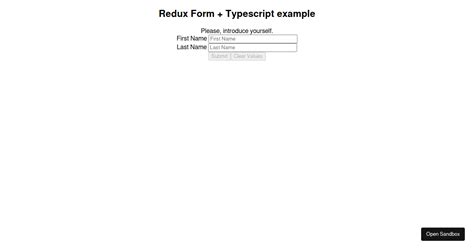 Redux Form Typescript Example Codesandbox